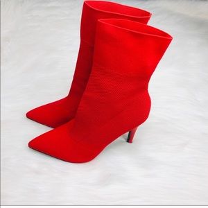 Brash | Shoes | Brash Pointedtoe Sock Boot Heels Party Red | Poshmark